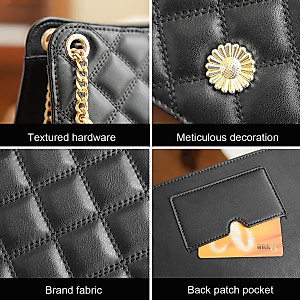 LAORENTOU Cow Leather Small Crossbody Bags for Women Quilted Handbag Purse with Chain Strap Shoulder Purse Clearance