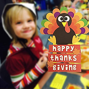 Thanksgiving Crafts for Kids - Turkey Crafts for Autumn Home Classroom Decorations - Festive Fall Thanksgiving Party Turkey Craft Kit - DIY Happy Thanksgiving Sign & 3D Turkey Decor Supplies