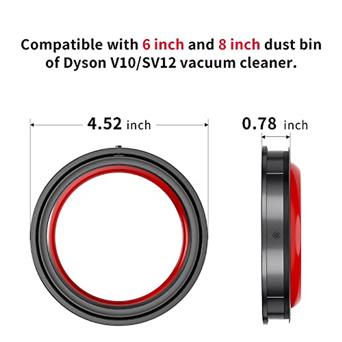 Dust Bin Sealing Ring,Compatible with for Dyson V10 Sv12 Vacuum Cleaner,dust Bucket/Dirt Cup Top Sealing Ring Replacement Parts