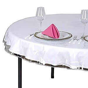 SOFINNI Clear Plastic Tablecloth Protector, Round Table Cloth Vinyl (70" Round)