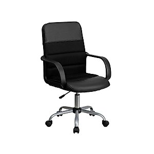 JHUS Mesh Back LeatherSoft Task Chair Black Gaming Chair Office Chair Gaming Desk Computer Chair high Chair Home Office Desk Chairs Office Chairs Home Office Office Swivel Chair