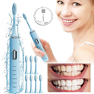 ZITIANY Sonic Electric Toothbrush with 8 Brush Heads, Rechargeable Sonic Electric Toothbrush for Adults with 5 Modes Technology, 5 Hours Fast Charge Lasts up to 180 Days