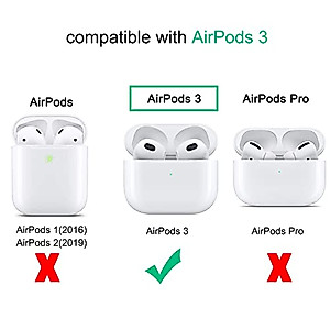 Ailun AirPods 3 Case Cover with Keychain Neck, Protective Silicone Case Skin for AirPods 3rd Generation (2021 Released), Shockproof, Supports Wireless Charging [Black]