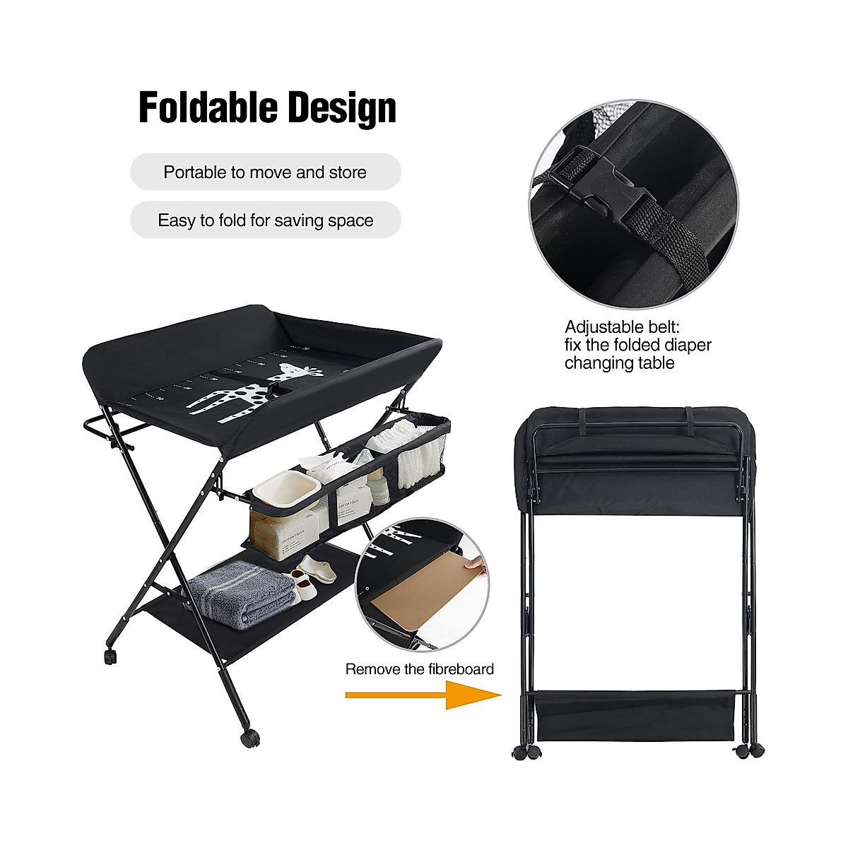 RedSwing Portable Baby Changing Table, Adjustable Height Diaper ...