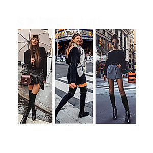 v28 Long Leg Warmer, Women’s Men 80s Party Ribbed Knit Dance Sports (71Black)