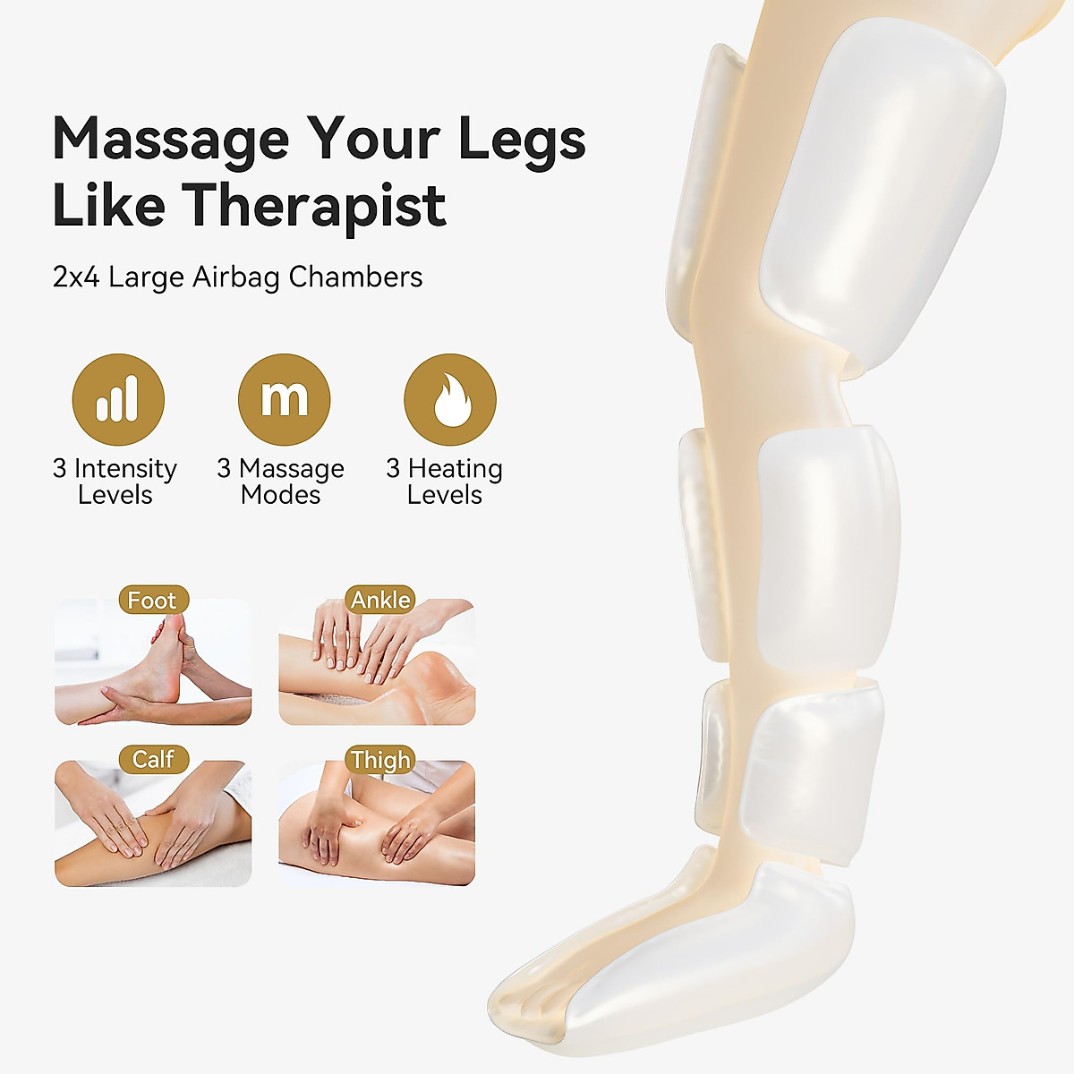 FIT KING Full Leg Massager with Heat, Air Compression Massager for Foot Calf & Thigh Muscle Relaxation and Recovery, Helpful for Pain Relief,Swelling, Edema and RLS, FSA-HSA Approved