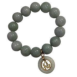 Heavens Tvcz Natural Green Jade Round 13.90 mm Gems Healing Energy Real Bracelets Bangle for Women Men Charms with Pendant Coin Lucky Money Powerful Thai