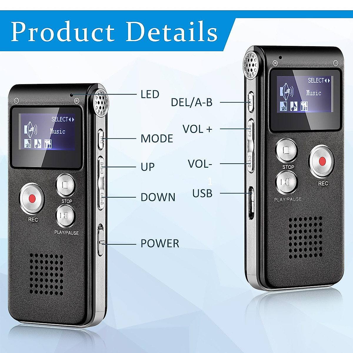 Dunzy 5 Pcs Ghost Hunting Kit Includes Digital Voice Recorders with 4 LED Cat Balls Motion Activated Cat Ball Toy Voice Activated Recorder with Playback for Pet Dog Animals(Black)