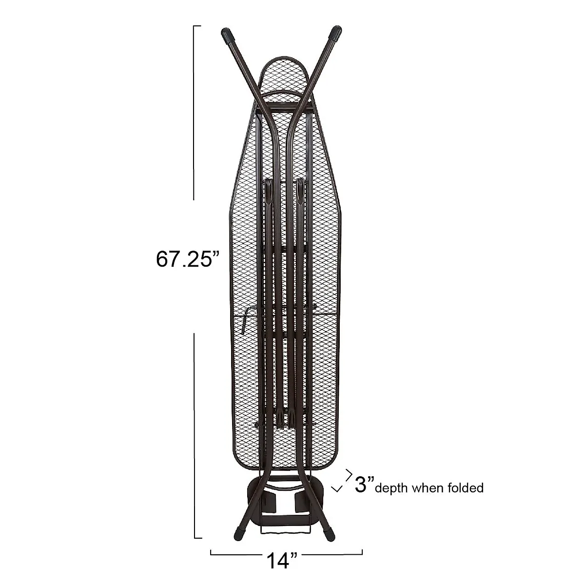Household Essentials Steel Top Long Ironing Board with Iron Rest | Natural Cover and Bronze Finish | 14" x 54" Iron Surface