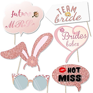 Zayvor Bachelorette Photo Booth Props with Stick and Strike a Pose Sign, Rose Gold Future Mrs Party Decorations, Bride to Be, Bridal Shower Girls Night Out Selfie Props Games Accessories,43 Count