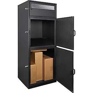 Barska Large Package Delivery Parcel Mail Steel Drop Box for Porch with Advanced Push Lock & Patented Shelf for Large Parcel