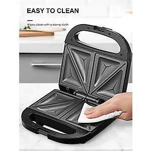 Sandwich Maker, Reemix Panini Press Sandwich Maker with Nonstick Surface Breakfast Sandwich Maker Easy to Clean and Storage, Indicator Light, Perfect for Breakfast Grilled Cheese Egg Bacon and Steak