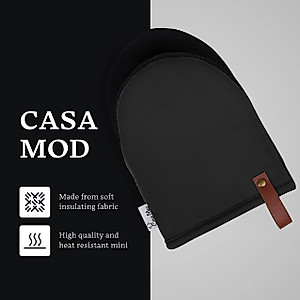 1 Pair Short Neoprene Mini Oven Mitts, Heat Resistant- Little Oven Gloves Pot Holder for Kitchen Cooking - Non-Slip Grip, Hanging Loop, Cotton Trivet for Kitchen Cooking - (Black)