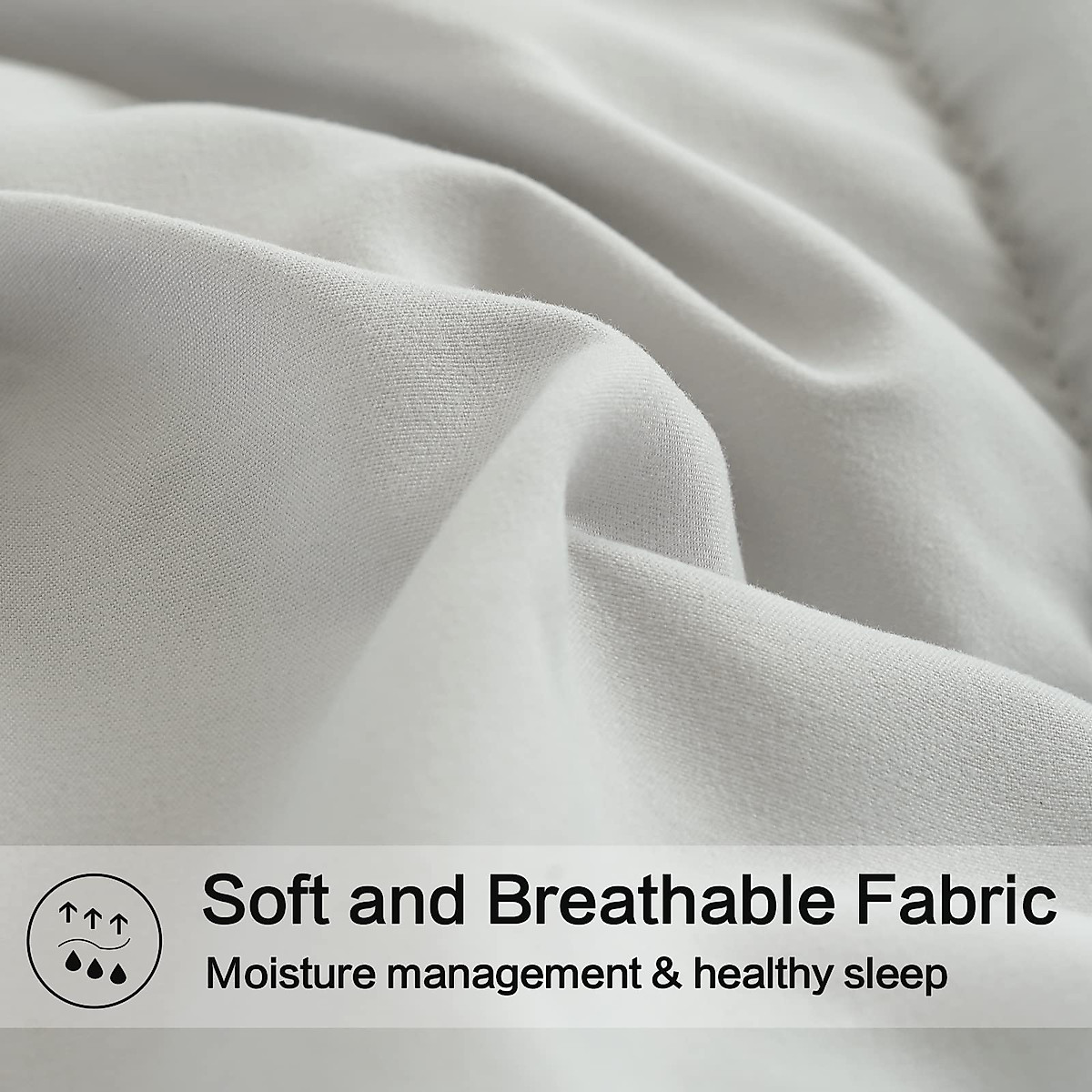 EASELAND All Season Queen Size Soft Quilted Down Alternative Comforter Reversible Duvet Insert with Corner Tabs,Winter Summer Warm Fluffy,Light Grey,88x88 inches