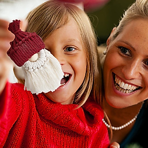 FREEBLOSS 6 Set DIY Macrame Christmas Gnomes Santa Claus Kit DIY Macrame Santa Claus for Christmas Tree Decor Christmas Tree Hanging Gnomes Santa Elf Instructions Included Holiday Decor