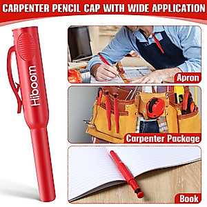 Hiboom 3 Pack Solid Carpenter Pencils with Carpenter Pencil Cap and 27 Refills, Deep Hole Mechanical Scriber Marking Tools with Built in Sharpener for Construction Woodworking Architect