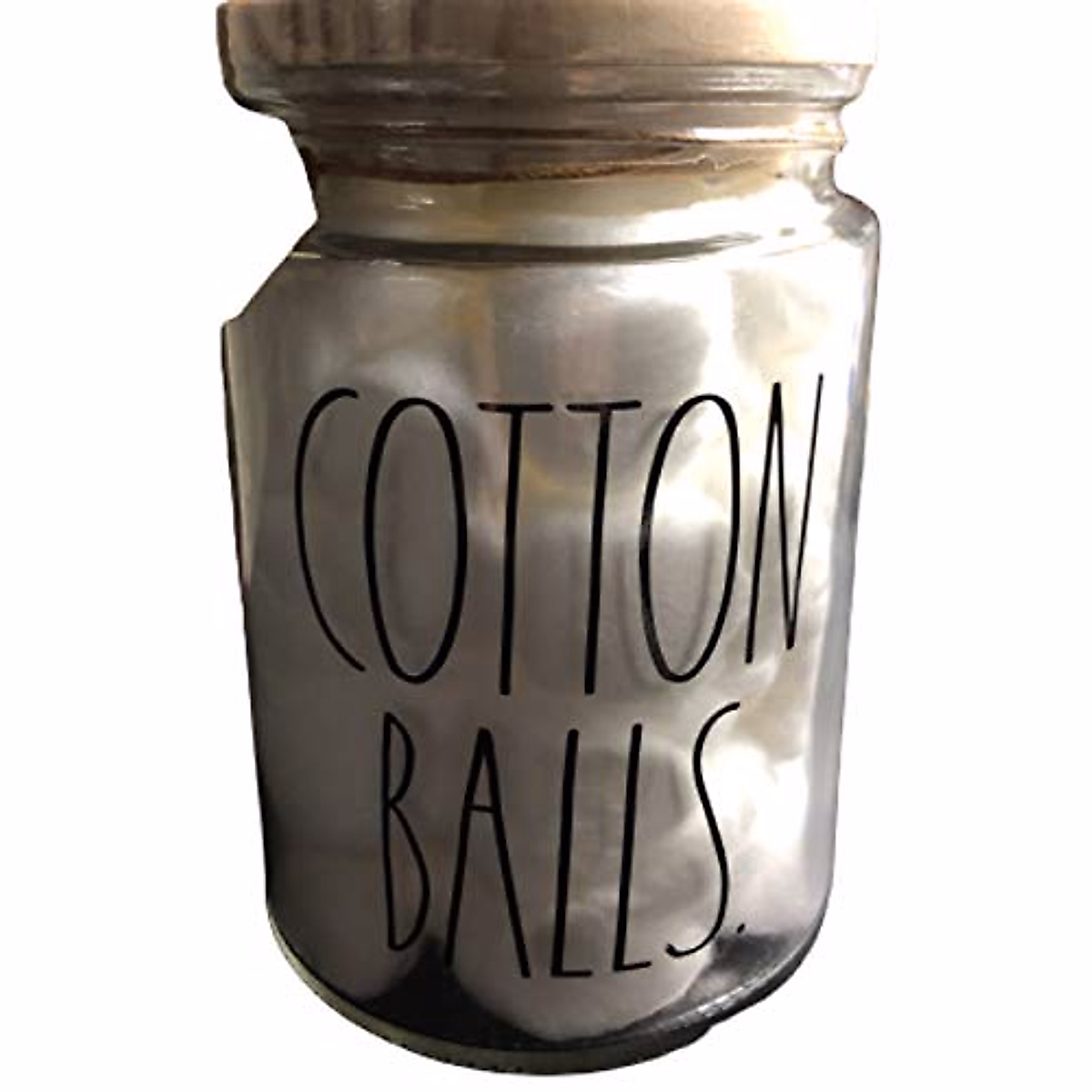 Rae Dunn By Magenta COTTON BALLS Glass LL Bathroom Vanity Organizer Apothecary Jar With 60 Cotton Balls 2020 Limited Edition 5.5" Tall