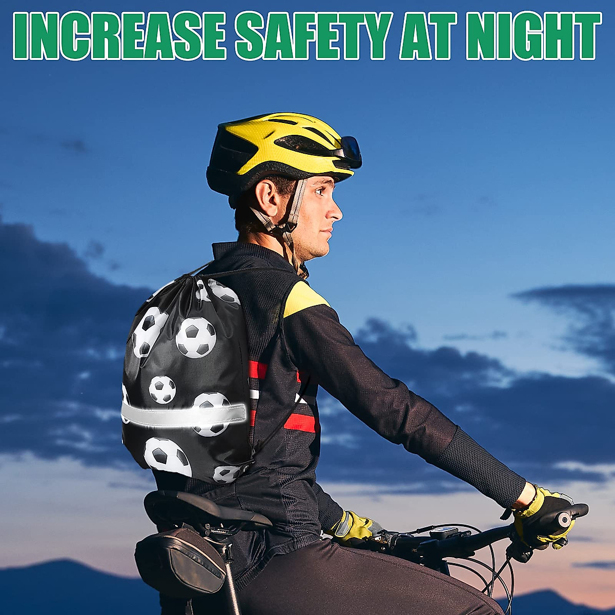 24 Pieces Soccer String Bag Drawstring Back Sack with Reflective Stripe Soccer Bags Soccer Draw String Bag Soccer Team Bag Drawstring Soccer Bag Team Sports Bags for Yoga Dance Swimming Supplies