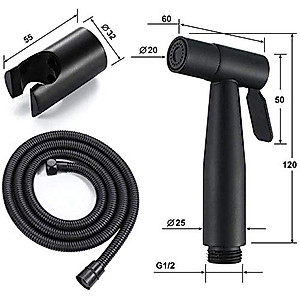 MINJING Shower Kit Bidet Muslim Shower tap into a Shower or Bidet - Black Toilet Spray Gun Set Stainless Steel Women's wash Faucet 1.5 Meter Stainless Steel Inlet Pipe