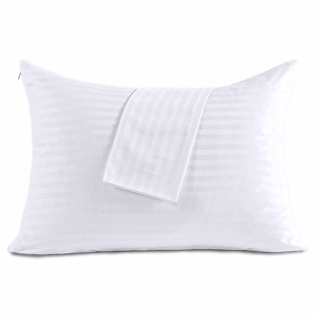 100% Cotton Pillow Protectors with Zipper Queen Size, White Pillow Cases for Home & Hotel, Sateen Soft Cooling Hidden Zippered Pillow Case Protector for Hair & Skin, 20x30 in, 1 Pack