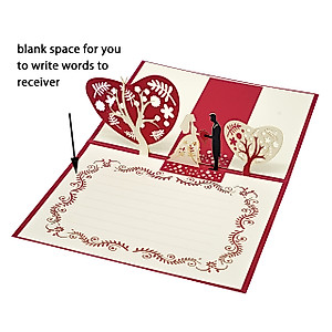 createreedo Wedding Pop Up Card, Handmade 3D Greeting Cards with Romantic Bride & Groom Design, For Wedding Party, Engagement, Anniversary, Surprising Present for Couple, Wife or Husband