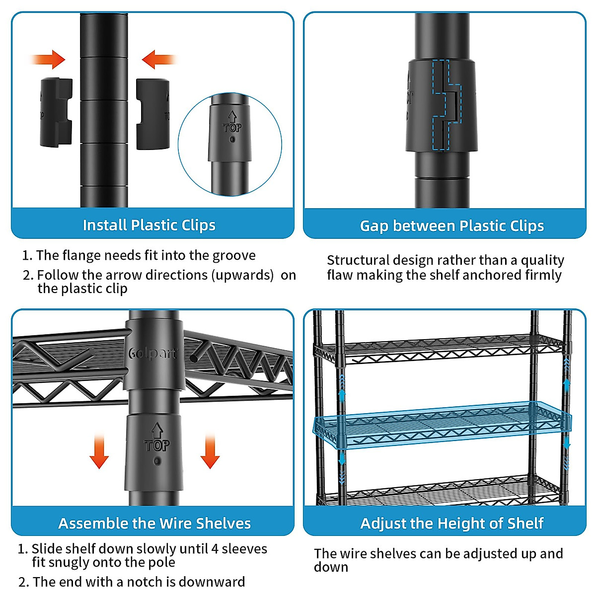 Golpart Over Washer and Dryer Shelves,Heavy Duty Laundry Room Storage Organization Clothes Drying Rack,5 Tier Adjustable Height Wire Shelving and Wire Basket with Hanger Rod&Hook,Space Saving Shelf