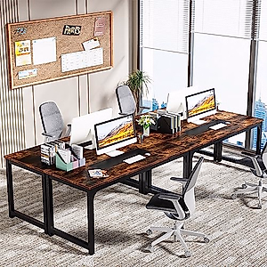 LITTLE TREE 78.7 Inch X Large Executive Office Computer Desk, Brown
