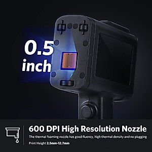 v4ink Portable Handheld Printer Labeler BT-HH6105B2 use for QR Code Barcode Production Date Logo Batch Series Number Print on Glass Bag (0. 5 Inch Handheld Printer)