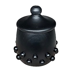 dwellington Decorative Dotted Wood Embossed Canister Small Beaded Storage Wooden Jar with Lids (Black)