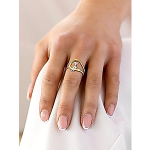 SILVERCUTE Women Cat Ring 925 Sterling Silver 18K Gold Plated Cat on the Moon Cute Wrap Ring Adjustable