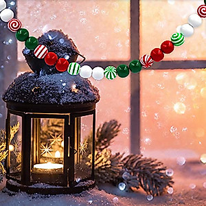 240 PCS Christmas Candy Wooden Beads, Lollipop Candy Swirl Beads with Color of Red Green White, Round Craft Bead for DIY Garland Jewelry Craft for Xmas Tree Party Supplies Home Decoration