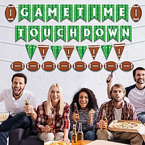 Football Hanging Swirl Banner Decorations Supplies Include Game Time Touch Down Banner Pennant Banner Hanging Spirals for Sport Tailgate Game Day Birthday Party