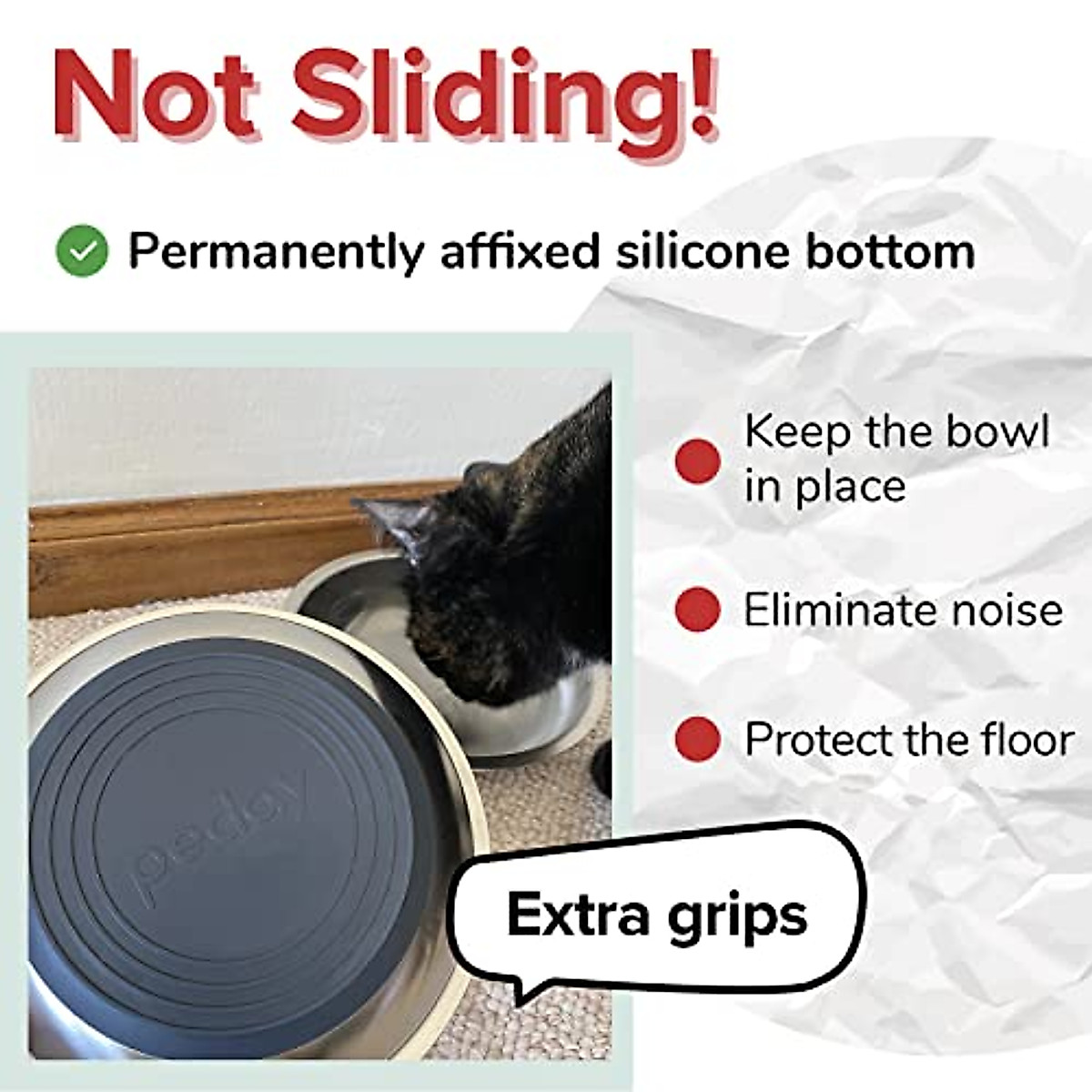 PEDAY 18/8 Stainless Steel Cat Bowls, Human Grade, Whisker Friendly - Pack of 2