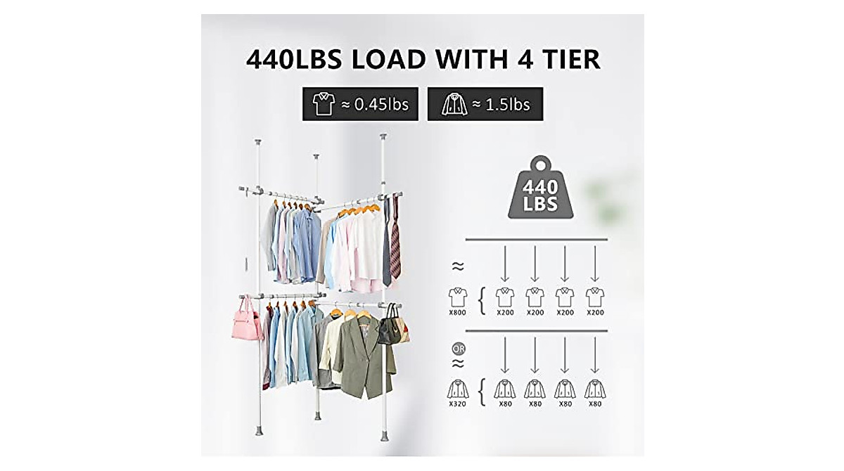 Adjustable Double Clothing Rack | 440lbs Capacity