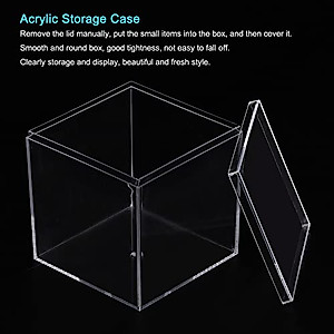 MECCANIXITY Clear Acrylic Plastic Storage Box Square Cube Display Case with Lid, 7.1x7.1x7.1cm Container Box for Small Item, Pack of 4