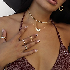 Luxval Tennis Necklace 14K Silver Choker Necklaces for women Dainty Zirconia Cut Faux Diamond chain 3mm Width 13Inches