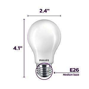 Philips LED Flicker-Free Frosted Dimmable A19 Light Bulb - EyeComfort Technology - 450 Lumen - Daylight (5000K) - 5W=40W - E26 Base - Ultra Definition Old Version - Indoor - 8-Pack