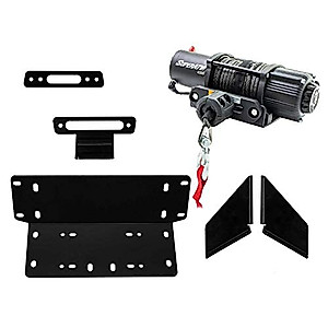 SuperATV 4500 lb Black Ops Winch with Heavy Duty Winch Mounting Plate for 2014+ Kawasaki Teryx / Kawasaki Teryx 4 | 2021+ Teryx S / Teryx 4 S | Complete Winch & Winch Mount Kit Ready for Install!