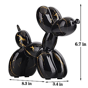 QIANLING Black Balloon Dog Statue, Black Decor Resin Balloon Dog Sculpture, Black Balloon Dog Statues for Home Decor, Modern Living Room, Room, Bookshelf, Mantel, Centerpieces