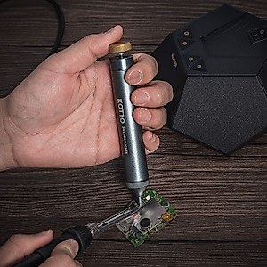 KOTTO Solder Sucker, No Clog Aluminum Desoldering Pump, Soldering Tools with Powerful Vacuum Suction for Removal & Repair, Heat Resistant Silicone Suction Nozzle, Replacement Silicone Tube included