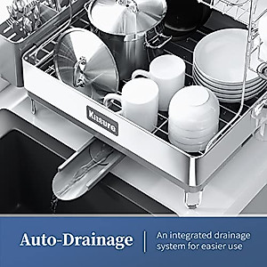 Kitsure Dish Drying Rack, 2-Tier Dish Rack for Kitchen Counter with Large Capacity, Rustproof Dish Drying Rack with Drainboard, Multifunctional Kitchen Drying Rack
