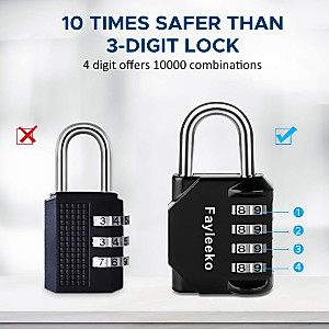 Combination Lock, 4 Digit Combination Padlock for School Gym Sports Locker, Fence, Toolbox, Case, Hasp Cabinet Storage (2 Pack, Black)