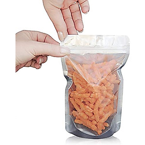 ZAYALI Stand Up Pouch Bags, 5" x 8", Heavy Duty, 100 Pack, Clear Front with Aluminum Foil Back - Resealable Ziplock and Heat Sealable for Food Storage…