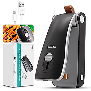 Mini Bag Sealer, HSLGOVE 2-in-1 Bag Sealer and Cutter Rechargeable & Portable Mini Vacuum Sealer with Soft Magnetic & Lanyard Bag Resealer for Food Storage Keep Your Snacks Fresh Kitchen Gadgets