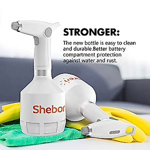 1L Electric Spray Bottle Sheboren Electric Plant Mister Battery Sprayers in Lawn and Garden Fertilizing Automatic Plant Mister Spray Bottle with Adjustable Spout for Plants, Household Cleaning (White)