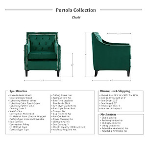 Lexicon Portola Velvet Accent Chair, Green