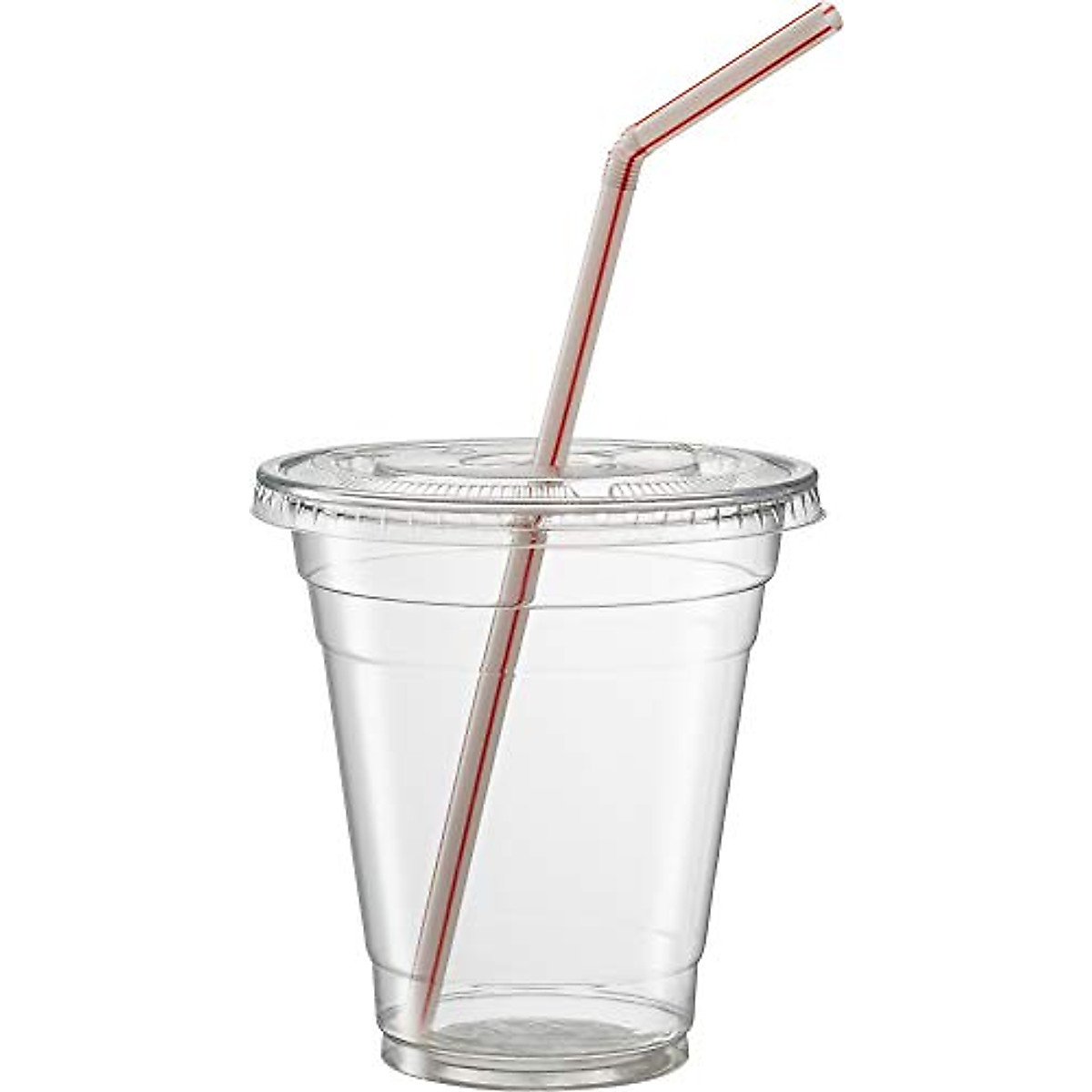 [250 Pack] Striped Flexible Plastic Drinking Straws Disposable Straw 8'' inches Tall Assorted Colors