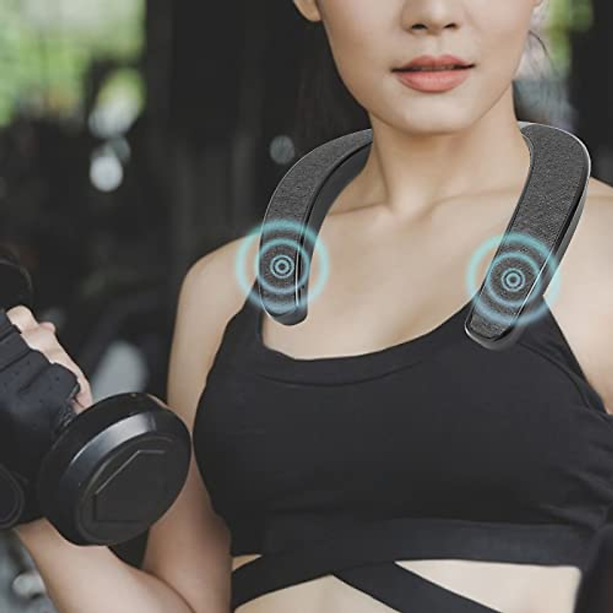 GOWENIC Neckband Portable Bluetooth Speakers, Wireless Wearable Body Speaker, Neck Speaker True 3D Stereo Sound with 3W x 2 Speaker System for Home Sport Outdoor