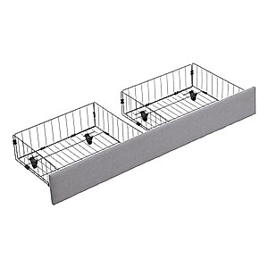 BOVZA Queen Size Lift Upholstered Platform 2 Drawers, Modern Wingback Headboard, Hydraulic Storage Bed Frame, Linen Gray