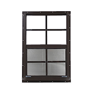 14" w x 21" t Brown Flush Aluminum shed Windows Tempered Glass Vertical Slider with Screen